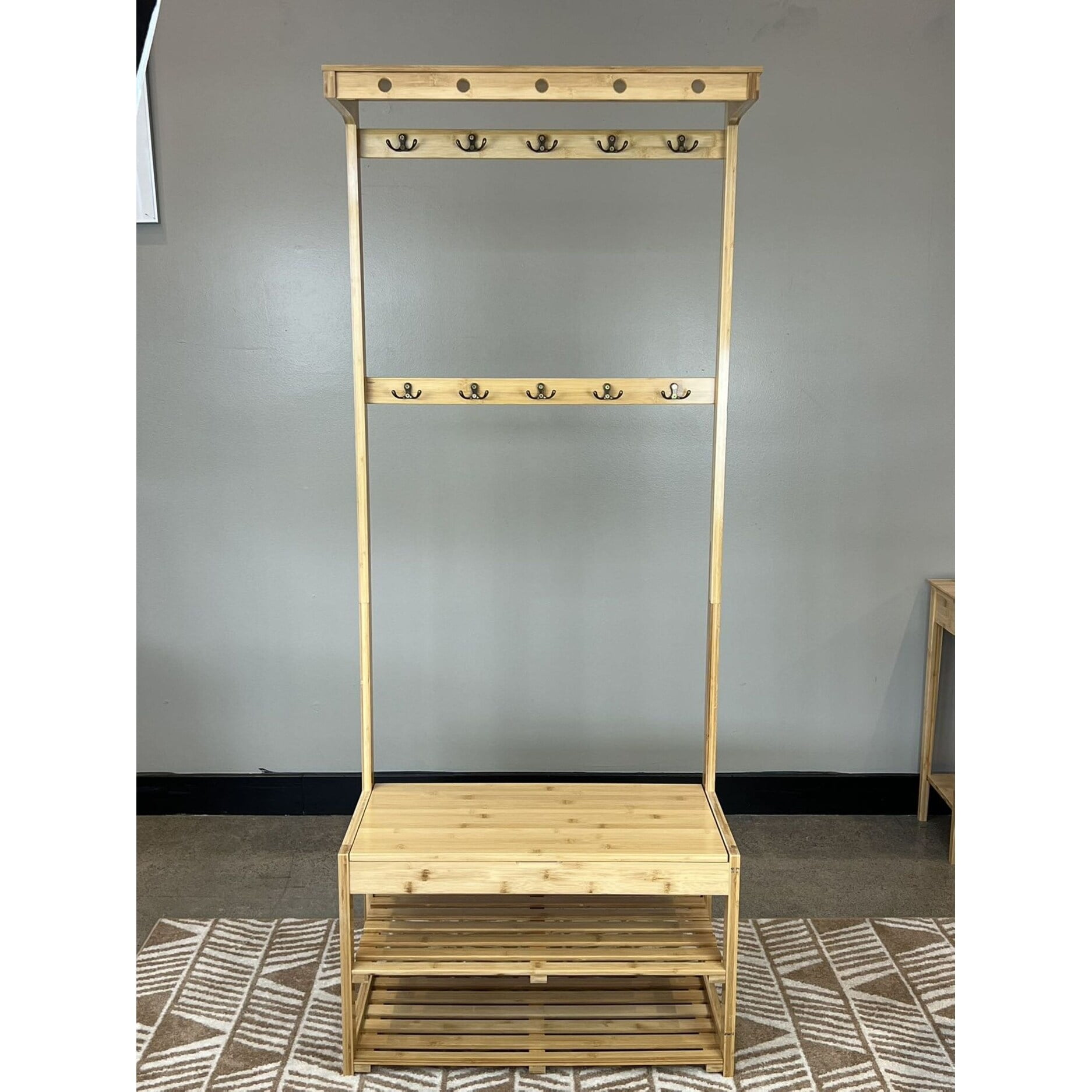 Bamboo Entryway Hall Tree with Storage Area Natural - Walmart.com