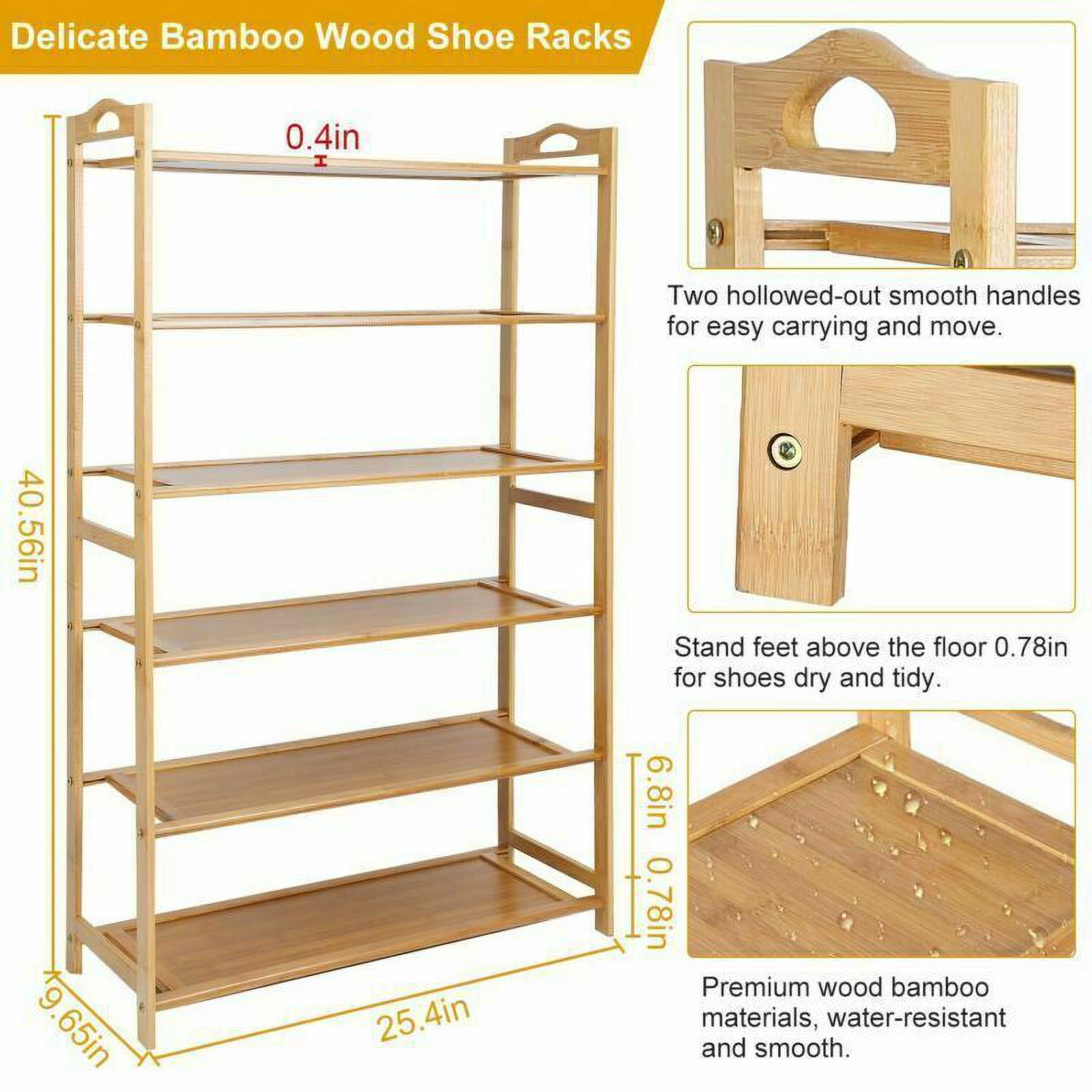 Bamboo Entryway Shoes Shelf Hallway Bathroom Garden Storage Organizer 6 ...
