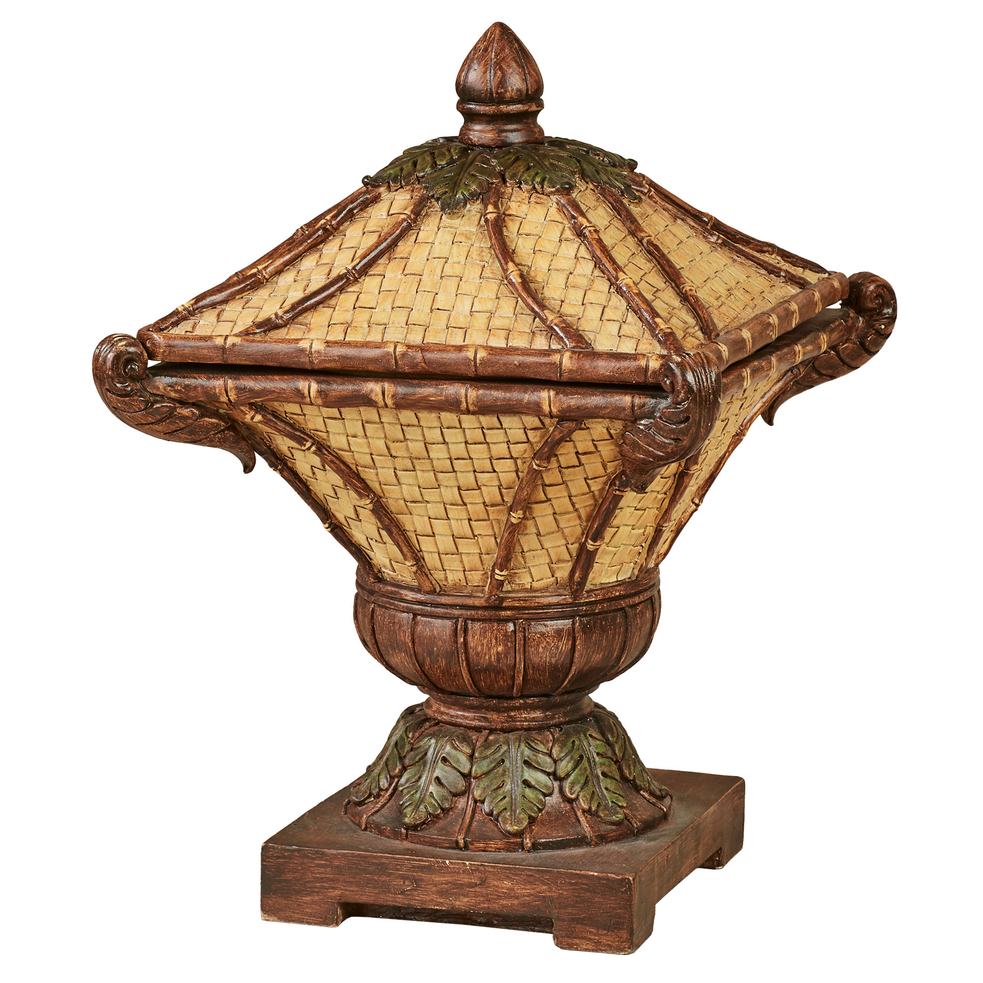 Bamboo Exotics Basketweave Look Decorative Covered Box Brown and Tan ...