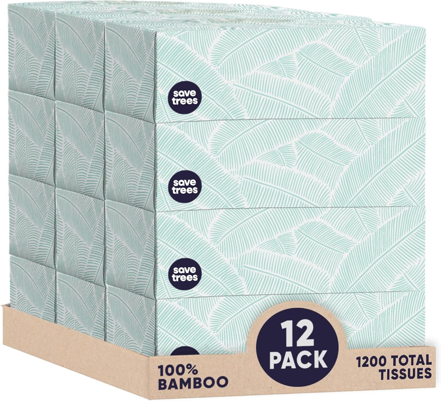 Bamboo Facial Tissues - 12 Boxes of Eco-Friendly, 3-Ply Hypoallergenic ...