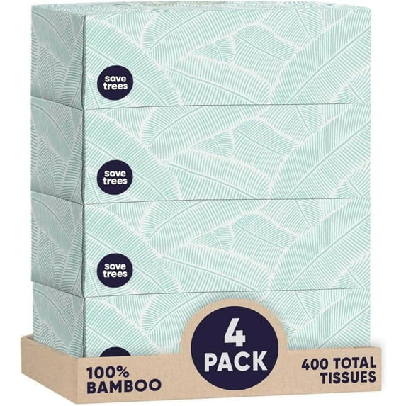 Bamboo Facial Tissues - 12 Boxes of Eco-Friendly, 3-Ply Hypoallergenic ...