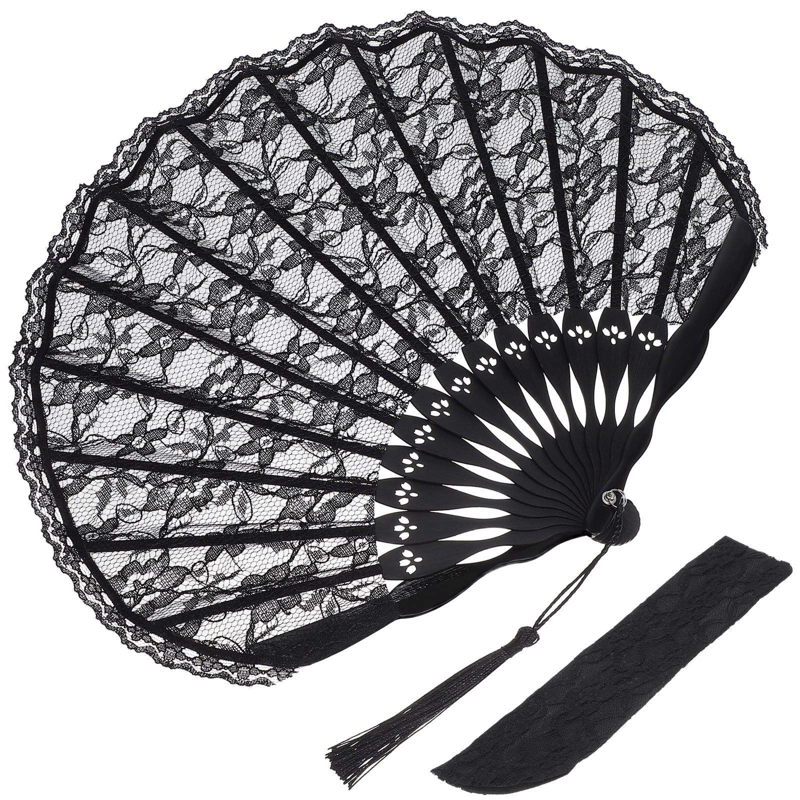 Bamboo Fans,Women Folding Fans Handmade Lace Japanese Style Shell Shape ...