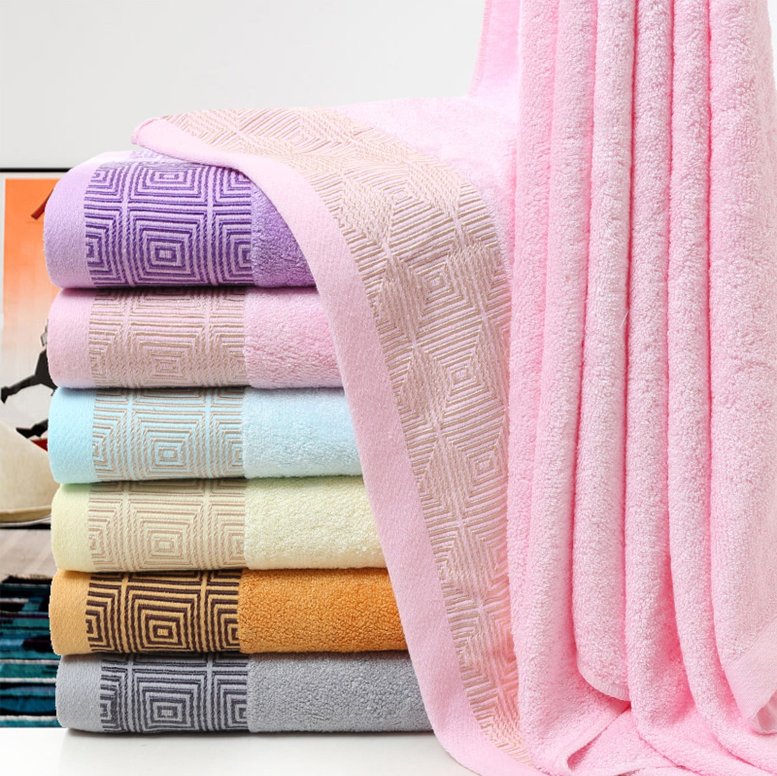 Bamboo Fiber Bath Towel | Thickened Soft Highly Absorbent Fabric ...
