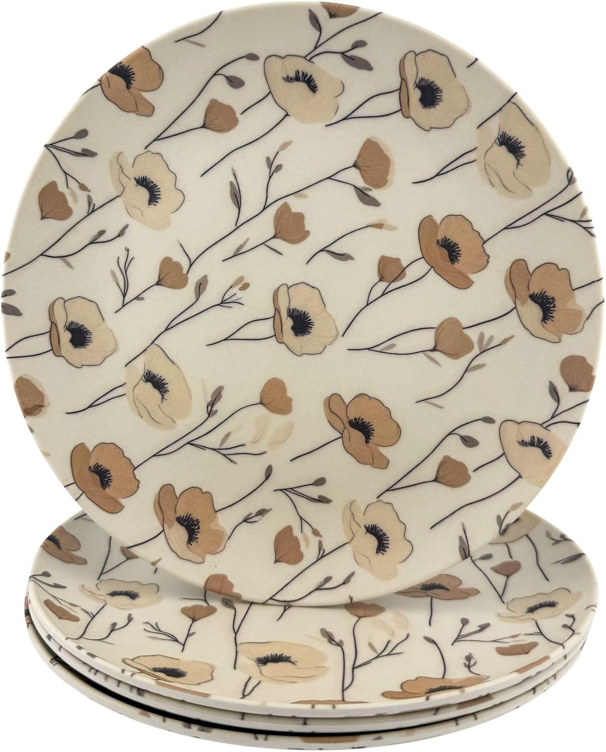 PHYSUN-Bamboo Fiber Plates, Reusable 4 Pack Dinner Plates, Eco-Friendly ...