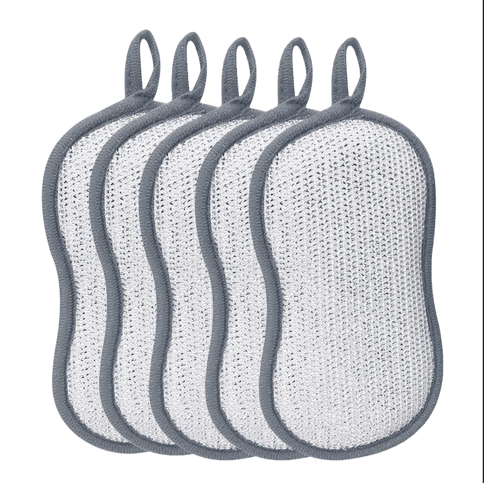 Bamboo Fiber Sponge Cloth Double-sided Silverwire Scrubber Non-stick ...