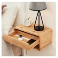 Bamboo Floating Nightstand with Storage Drawer Wall Mounted Bedside ...