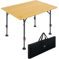 Bamboo Folding Camping Table, Portable RV Picnic Table with Adjustable ...