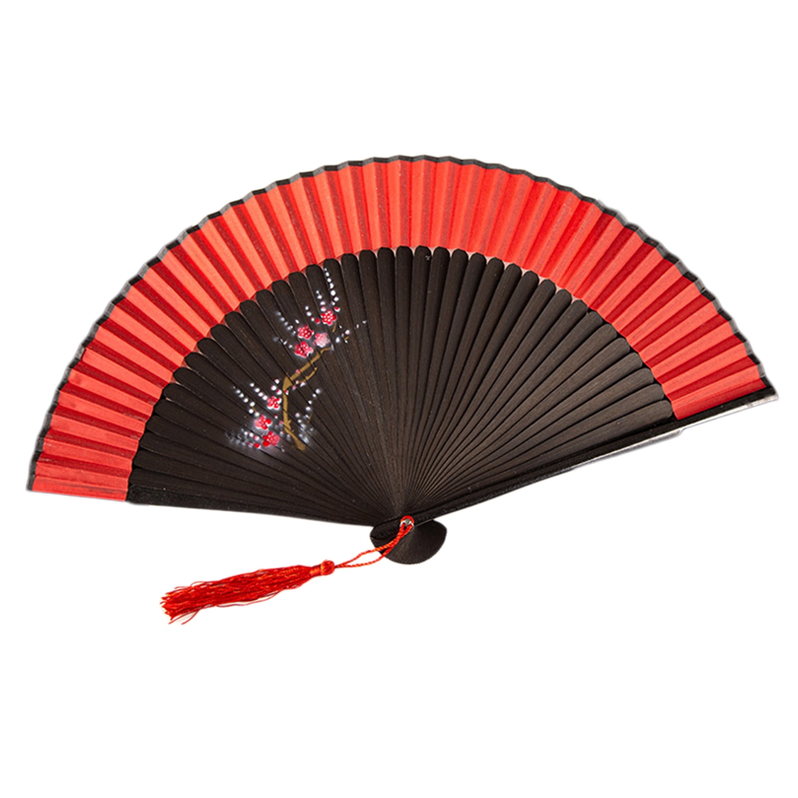 Bamboo Folding Fan with Tassels Chinese Style Portable Summer Hand Held ...