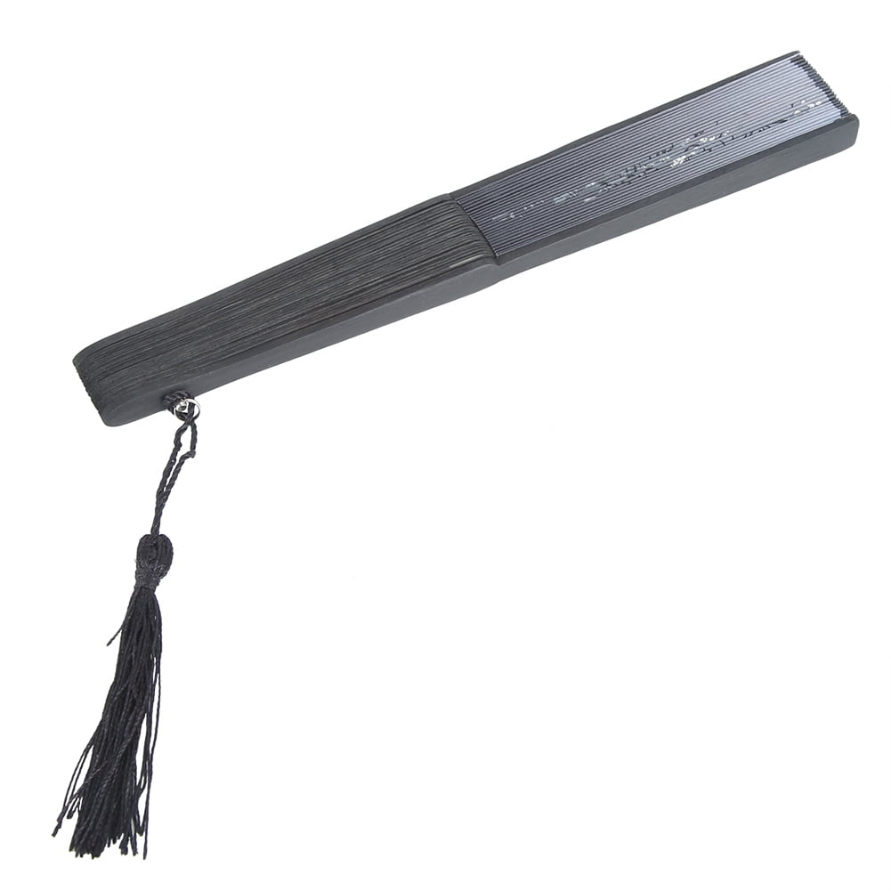 Bamboo Folding Hand Fan with Tassel, 15 Inch Diameter, Portable Summer ...