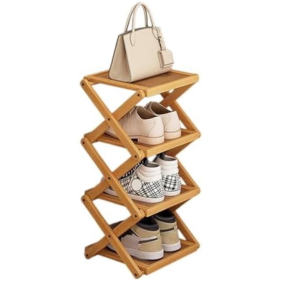 Bamboo Folding Shoe Rack for Entryway, Narrow Installation Free Dorm ...