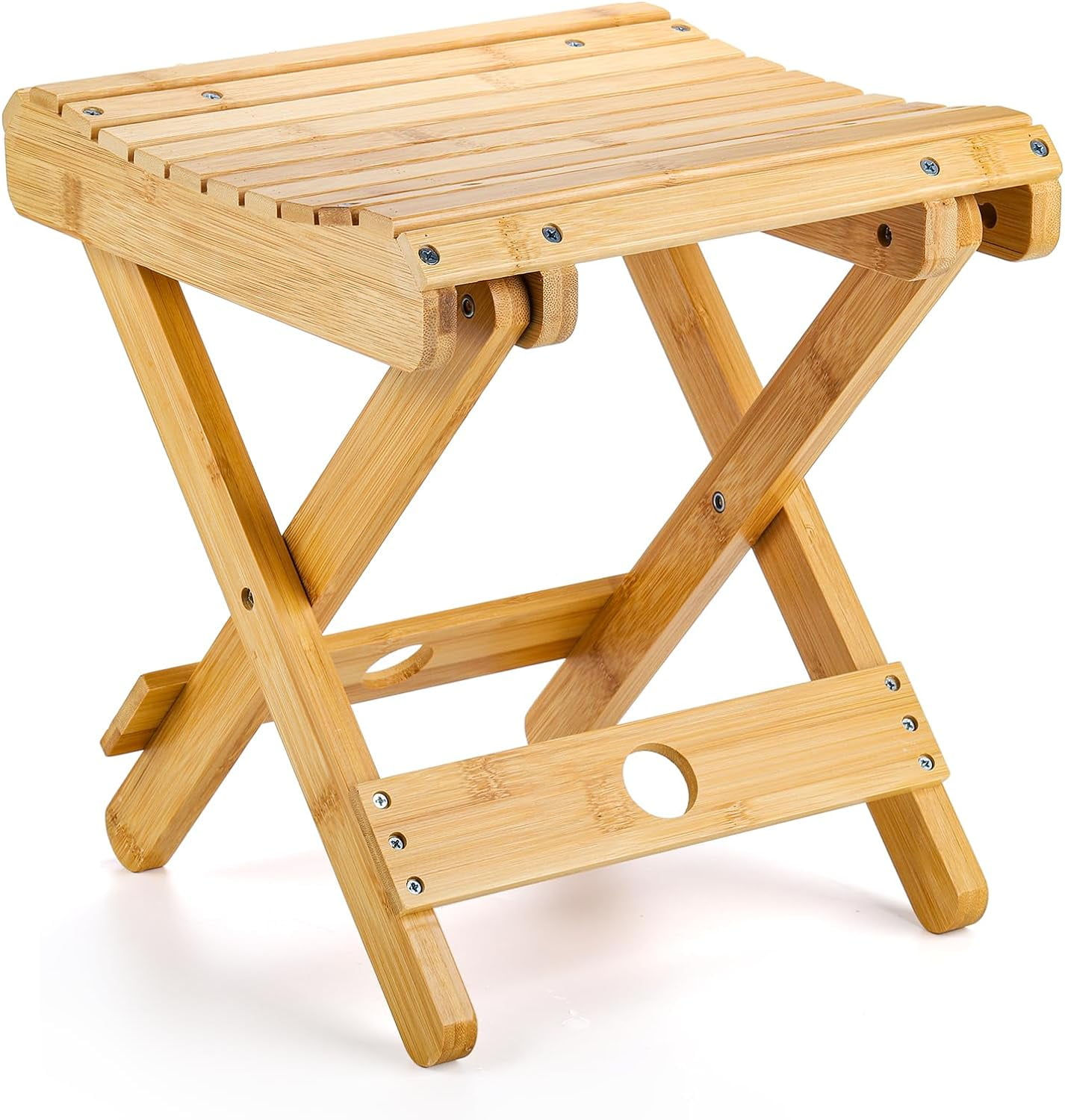 Bamboo Folding Step Stool - 12 Inch Bamboo Shower Bench Stool Spa Bath ...