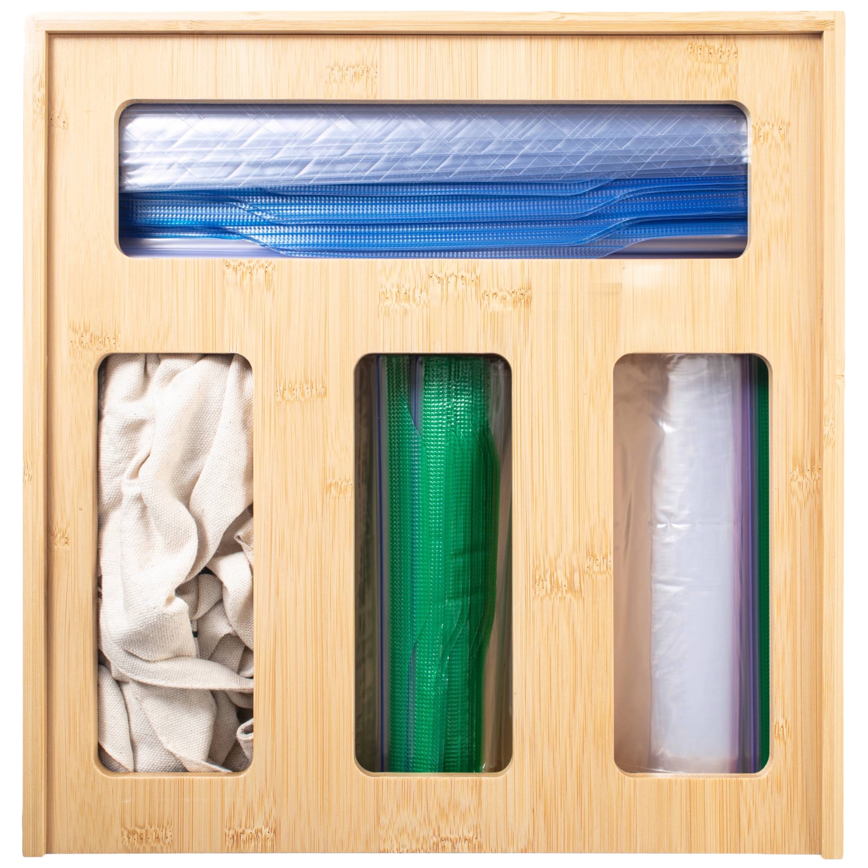 Bamboo Food Bag Storage Organizer for Kitchen Drawer, Durable, Non-Slip ...