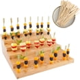 Bamboo Food Display Stand with 100 Bamboo Sticks - Bamboo Skewer Holder ...