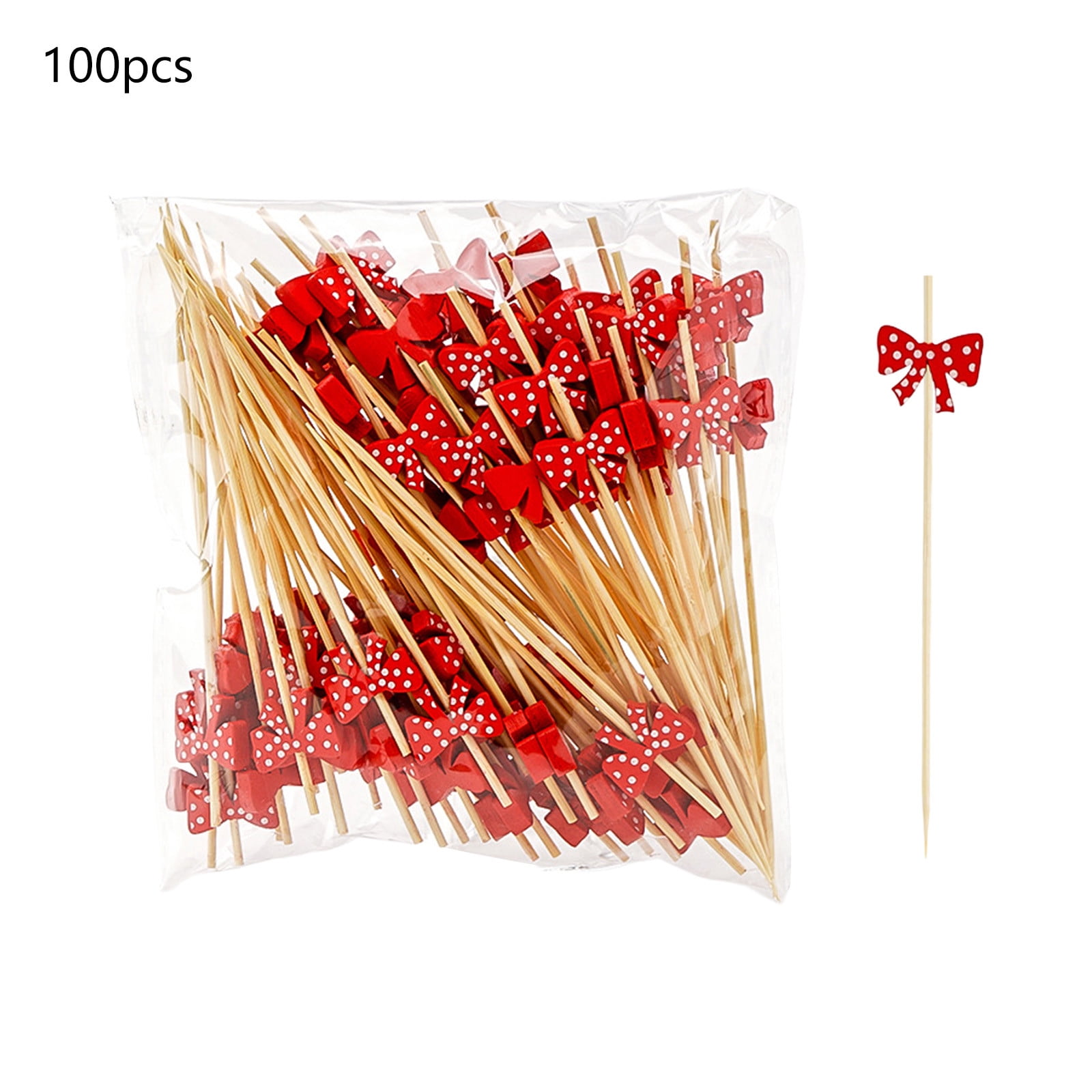 Bamboo Food Picks for Fruit and Burgers, 100 Pack Disposable Wooden ...