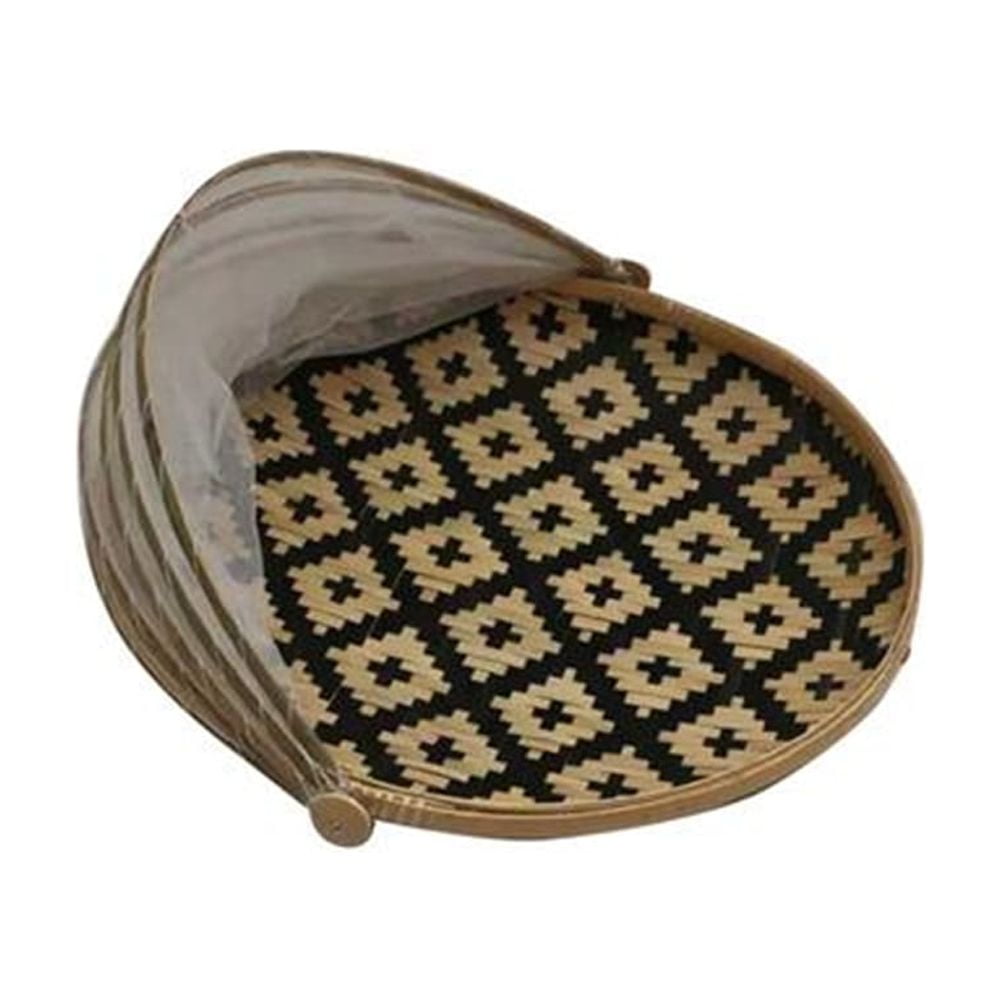 Bamboo Food Serving Tent Basket with Mesh Tent Gauze Bug Proof Dust ...
