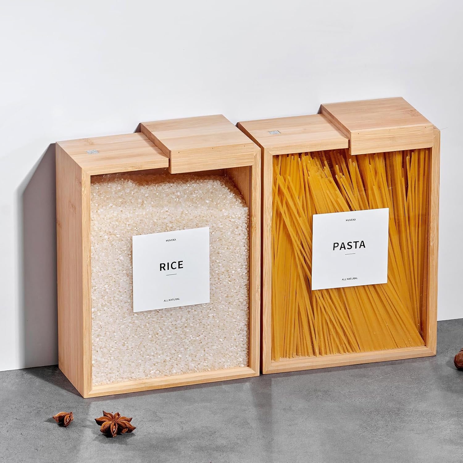 Bamboo Food Storage Container, 75oz /2000ml Clear Food Storage ...