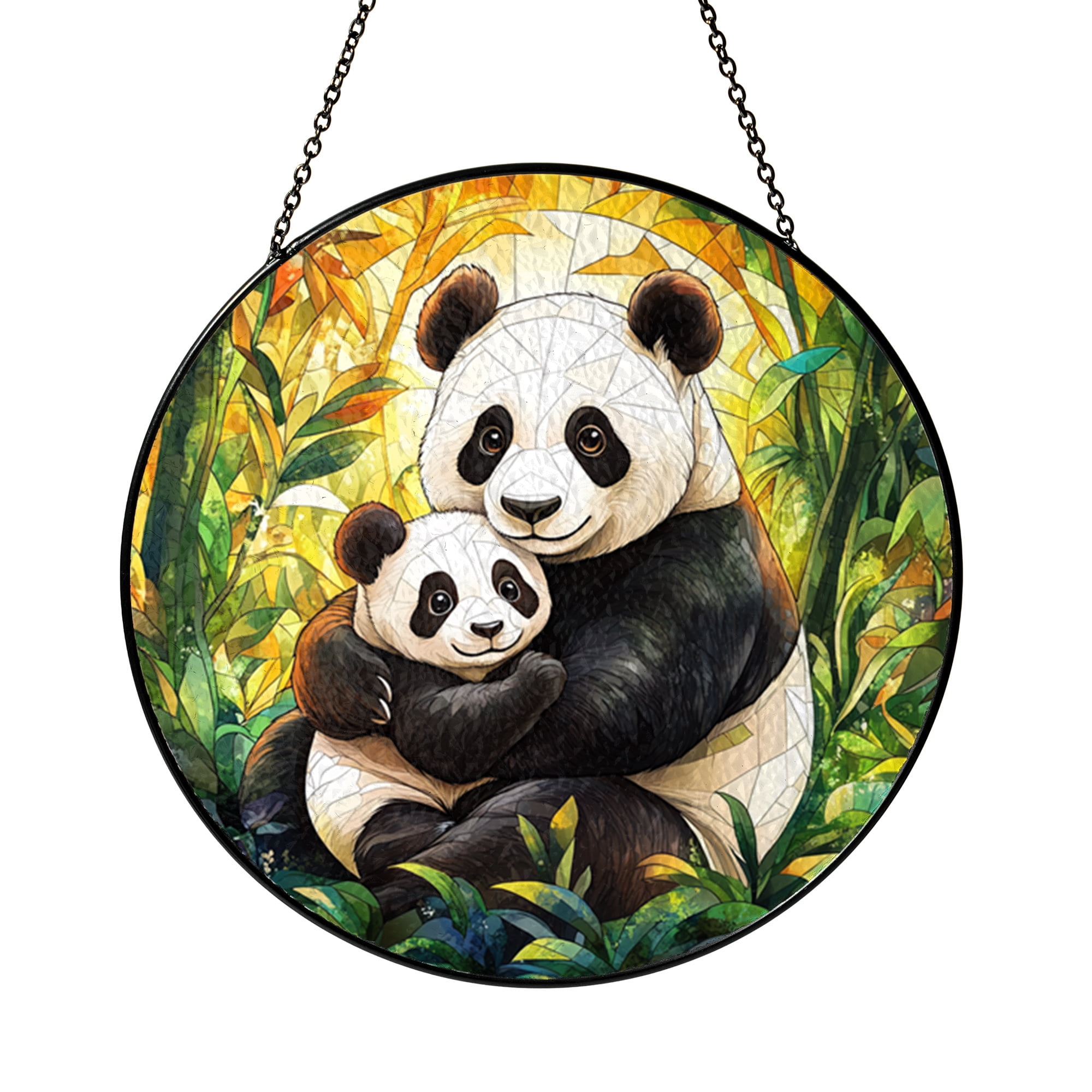 Bamboo Forest Animal Glass Style Window Hanging – Nature Home ...