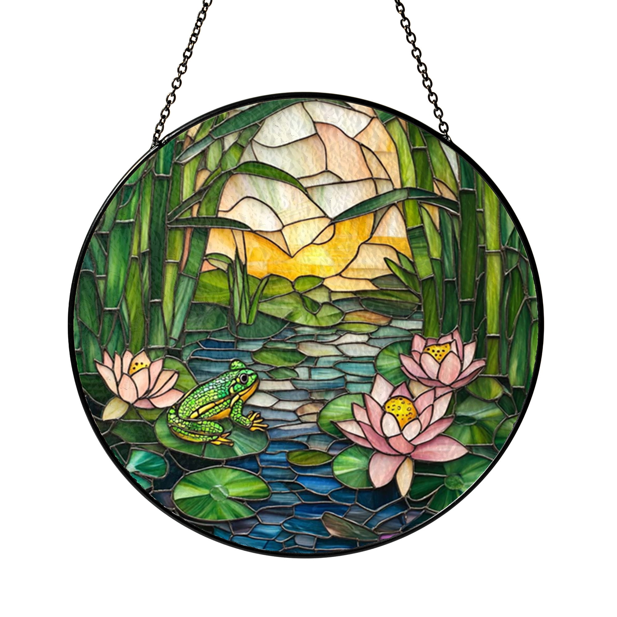 Bamboo Forest Frog Pond Stained Glass Window Decor Suncatcher2001 ...