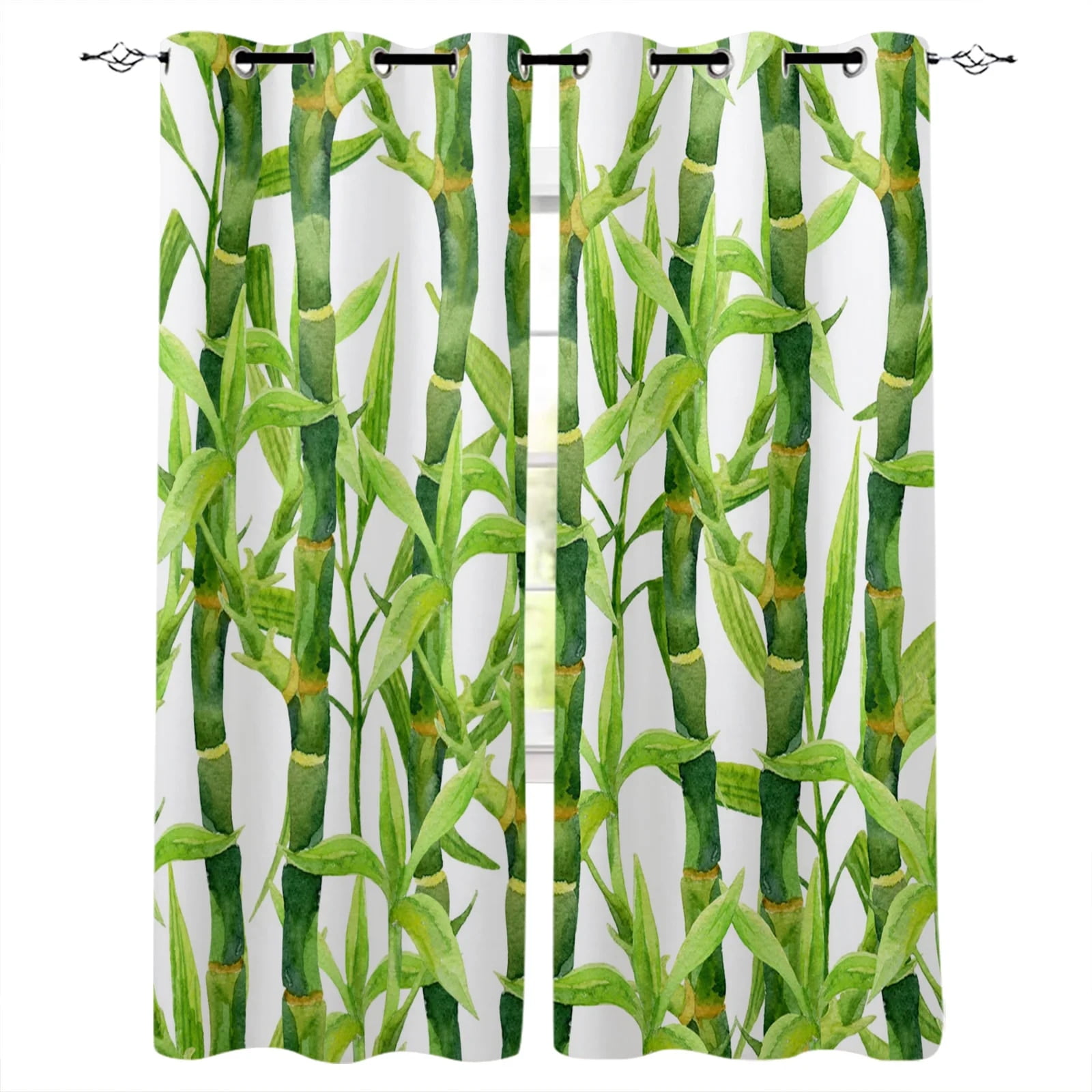 Bamboo Forest Green Bamboo Plant Window Curtains Bedroom Kitchen Drapes ...