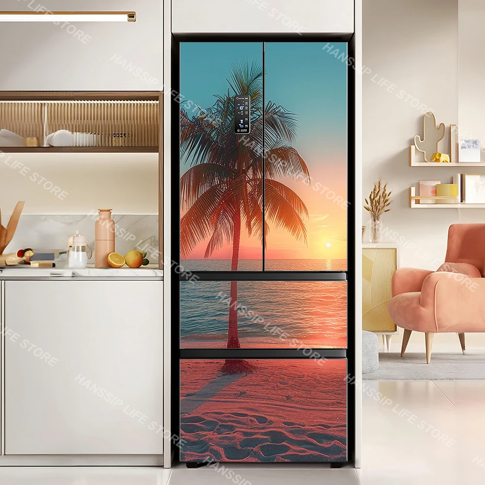 Bamboo Forest Green Plant Fridge Door Wallpaper Creative Bear Takeing ...