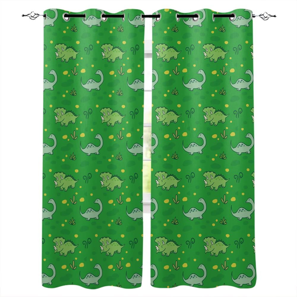 Bamboo Forest Green Swan Pillar Window Curtains Living Room Outdoor ...