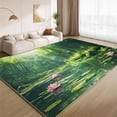 Bamboo Forest Lotus Area Rugs, Green Nature Carpet, Washable Non Slip ...