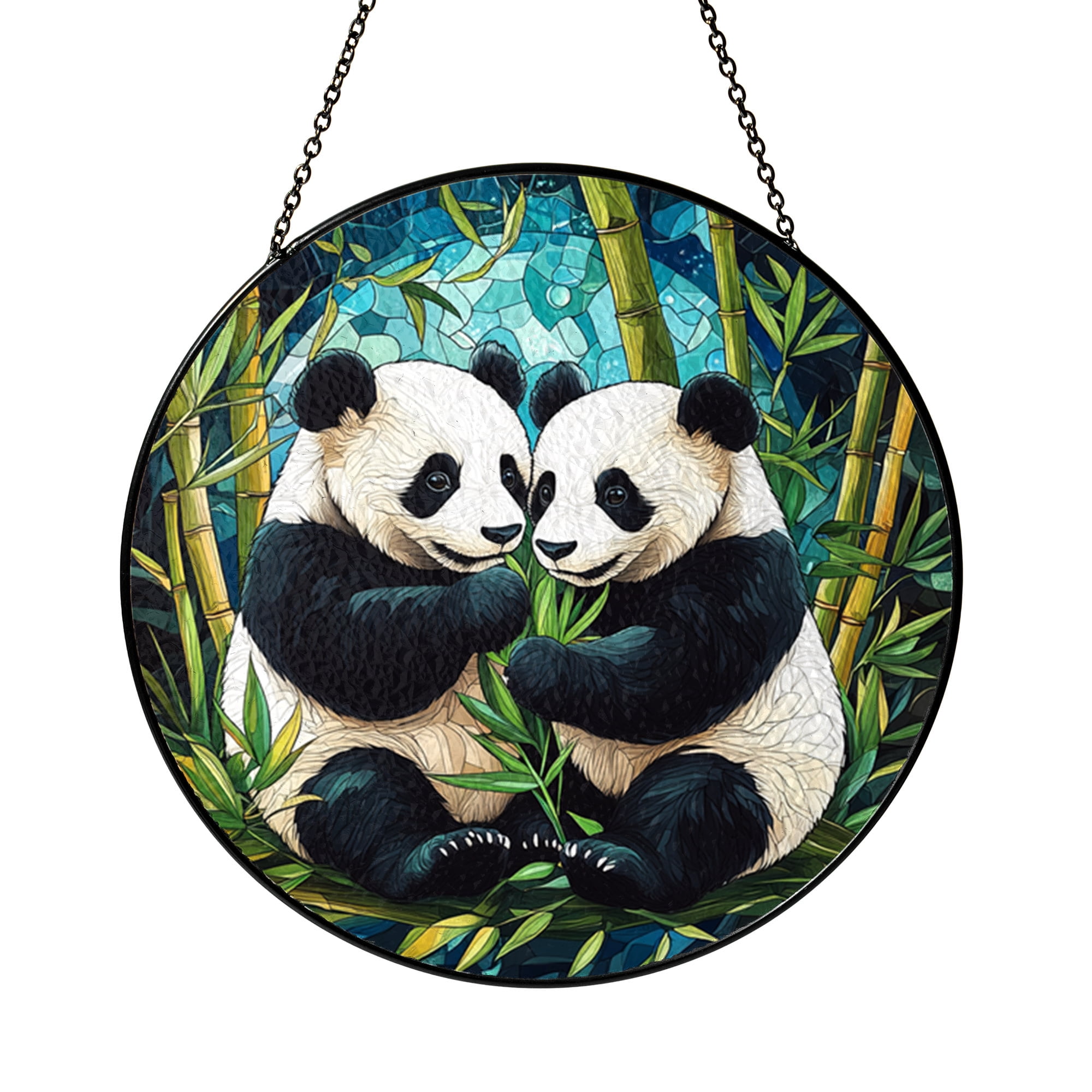 Bamboo Forest Panda Stained Glass Suncatcher Window Decor, Wildlife ...
