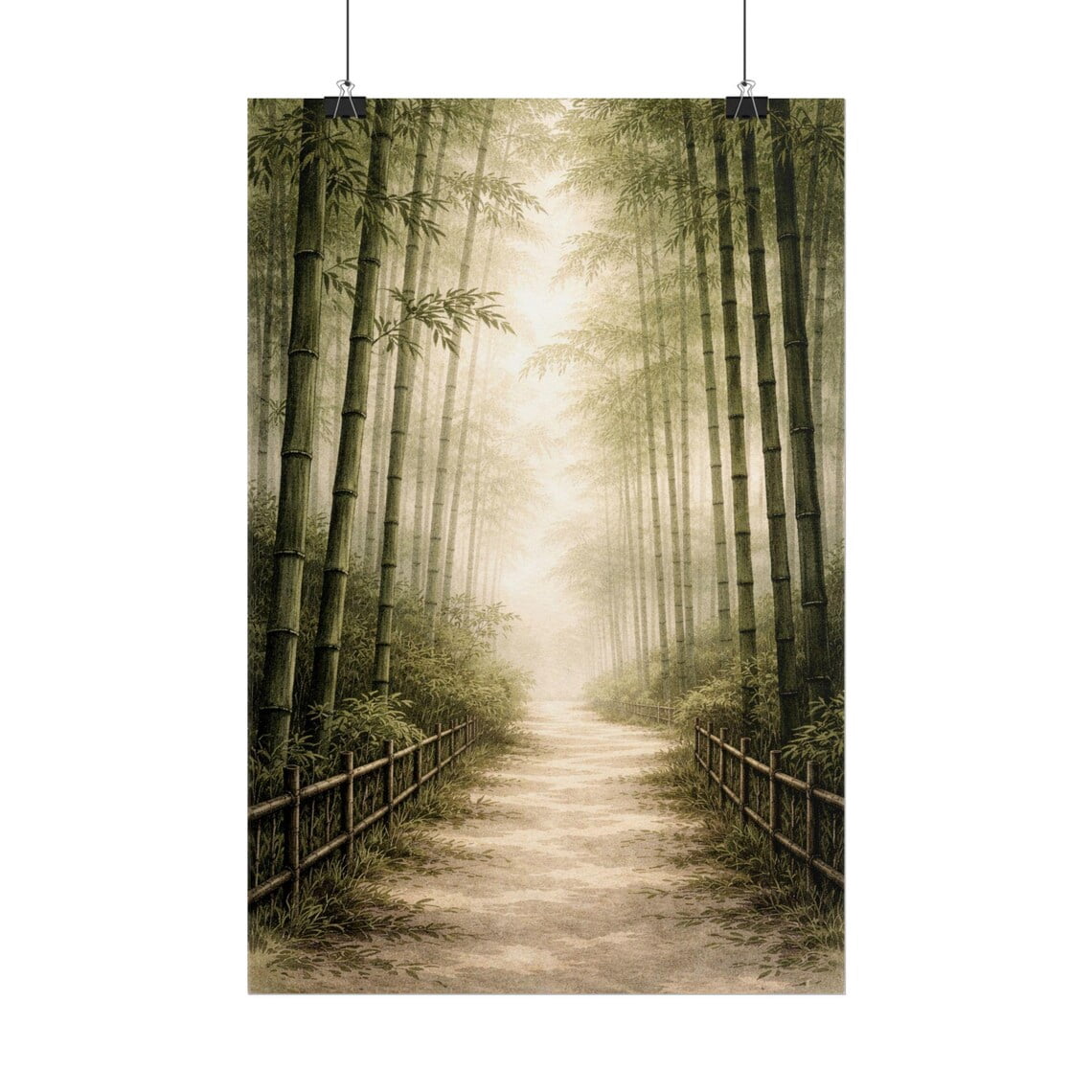 Bamboo Forest Pathway Art Print, Japanese Zen Garden Poster, Vertical ...