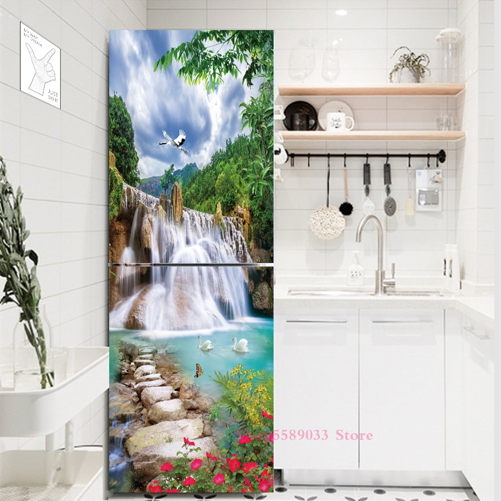 Bamboo Forest Printed Stickers For Fridge Waterproof Vinyl Adhesive ...