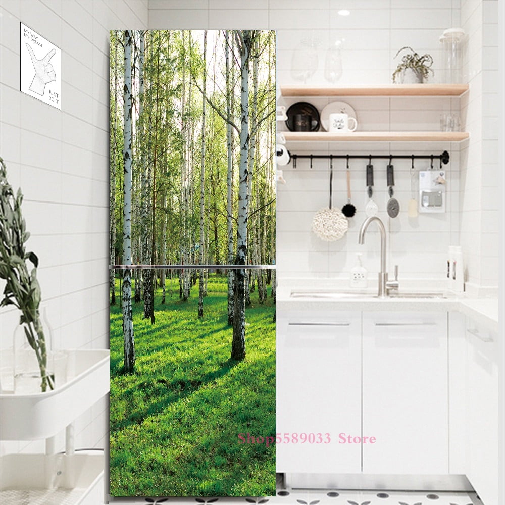Bamboo Forest Printed Stickers For Fridge Waterproof Vinyl Adhesive ...