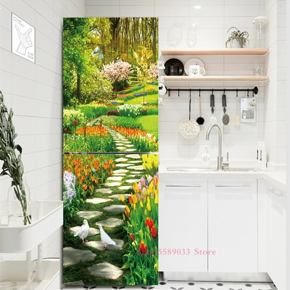 Bamboo Forest Printed Stickers For Fridge Waterproof Vinyl Adhesive ...