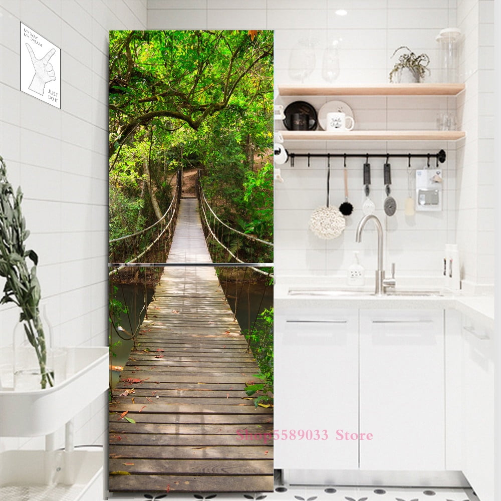 Bamboo Forest Printed Stickers For Fridge Waterproof Vinyl Adhesive ...