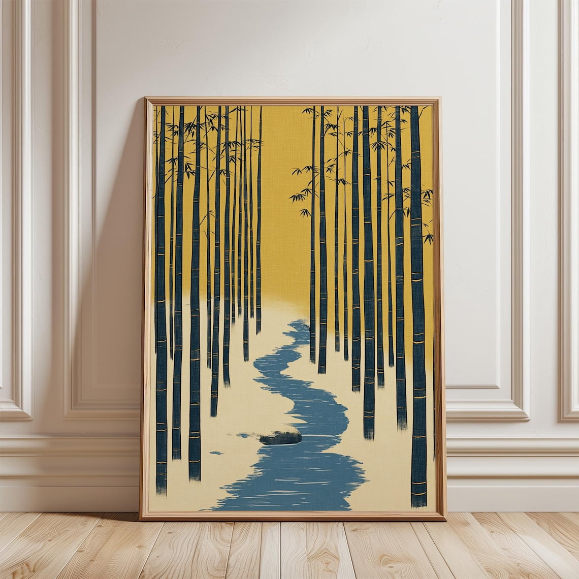 Bamboo Forest River Poster Japanese Woodblock Minimal Zen Nature Art ...