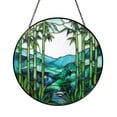Bamboo Forest Scene Round Window Suncatcher, Stained Glass Style Nature ...