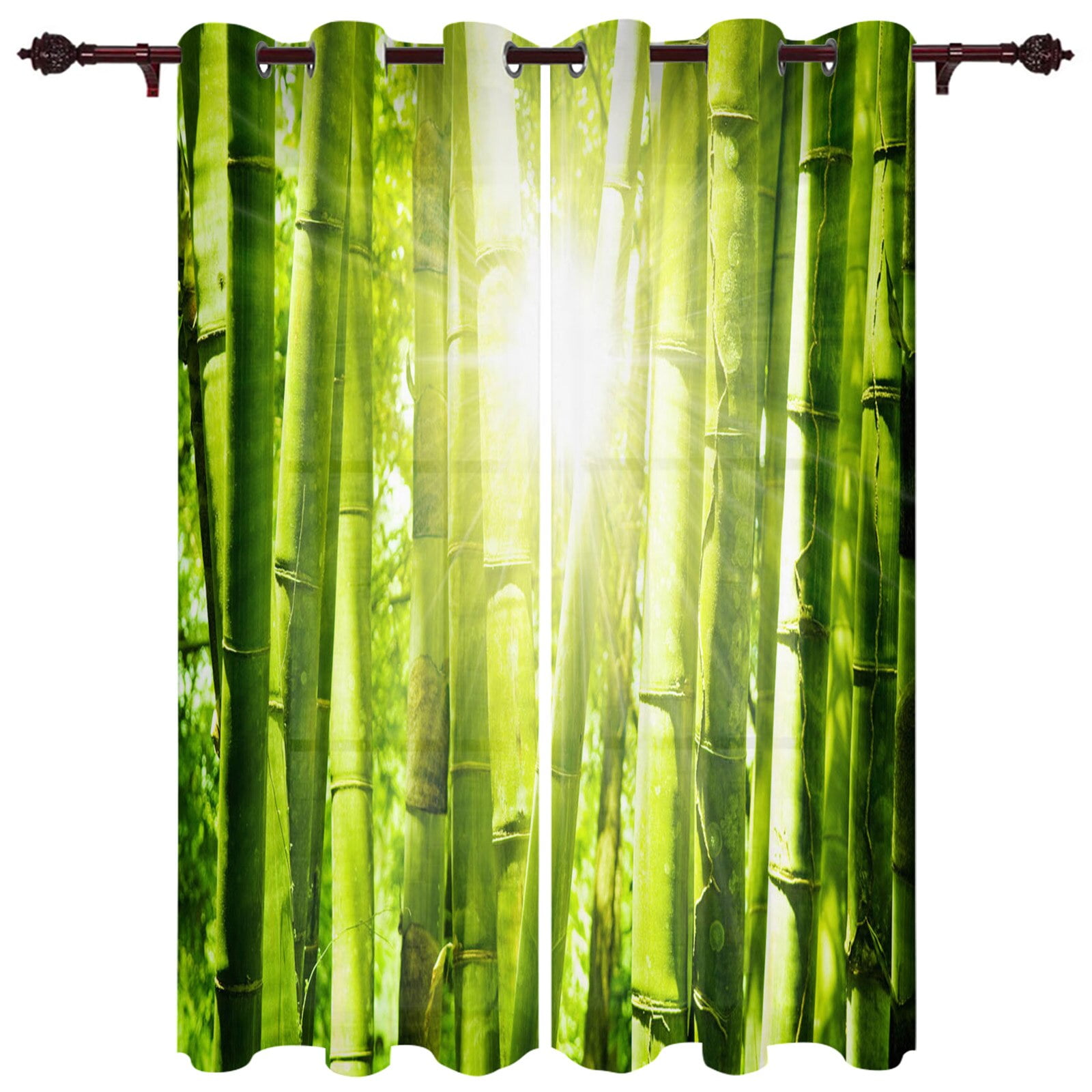 Bamboo Forest Sunlight Living Room Kitchen Balcony Luxury Drapes Window ...