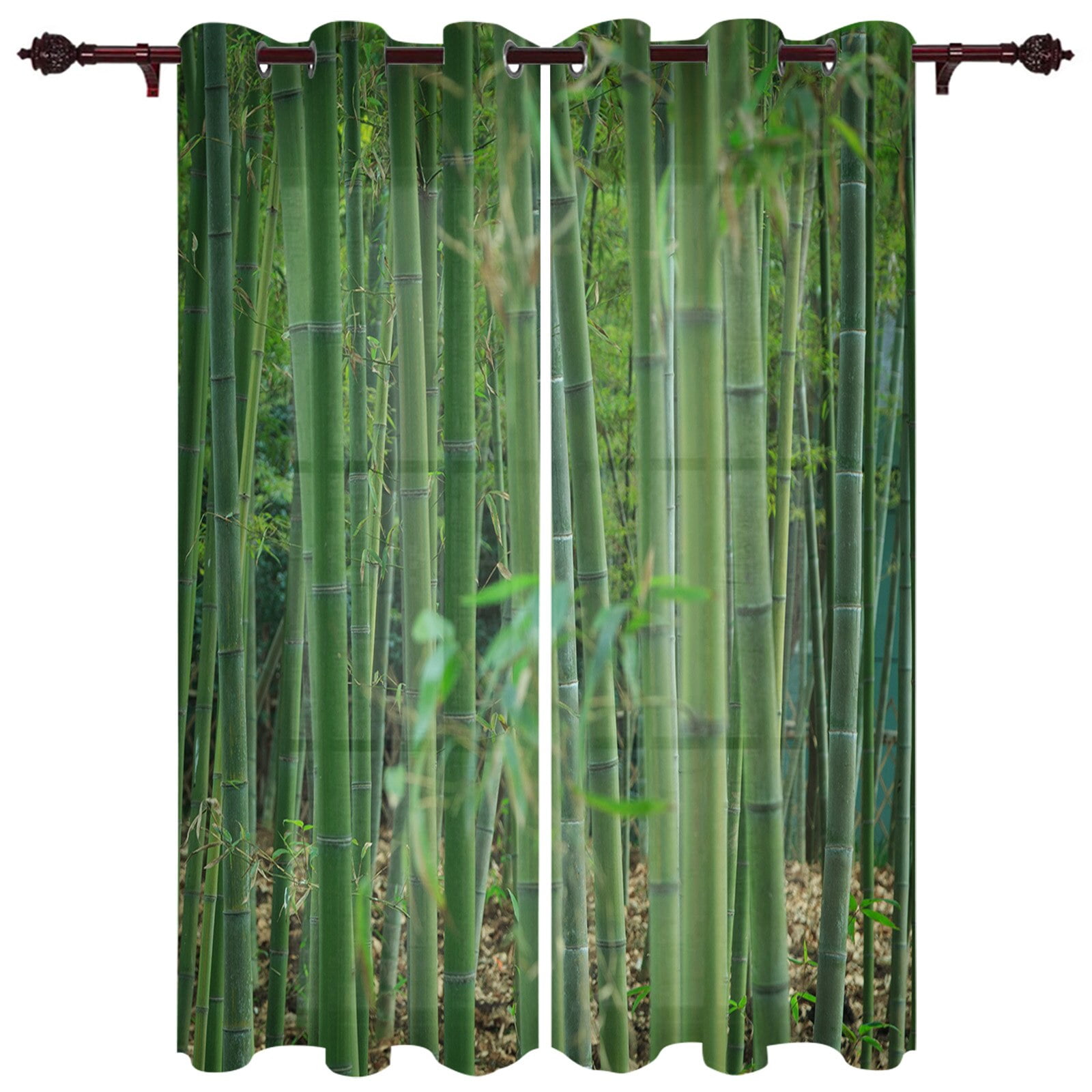 Bamboo Forest Sunlight Living Room Kitchen Balcony Luxury Drapes Window ...