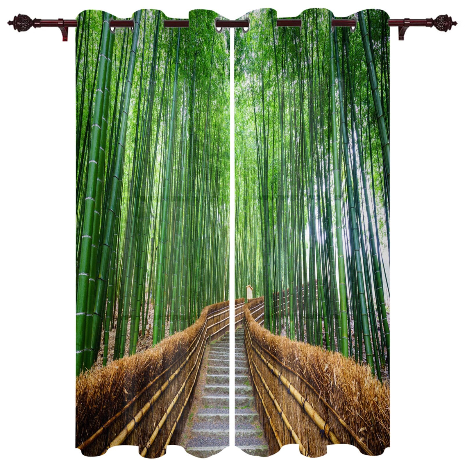 Bamboo Forest Sunlight Living Room Kitchen Balcony Luxury Drapes Window ...