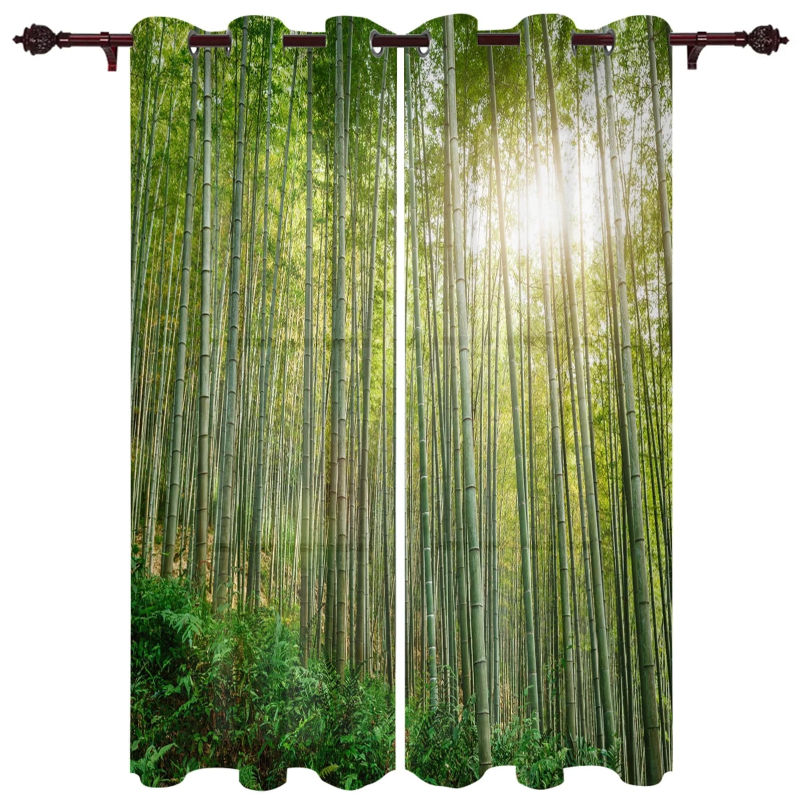 Bamboo Forest Sunlight Living Room Kitchen Balcony Luxury Drapes Window ...