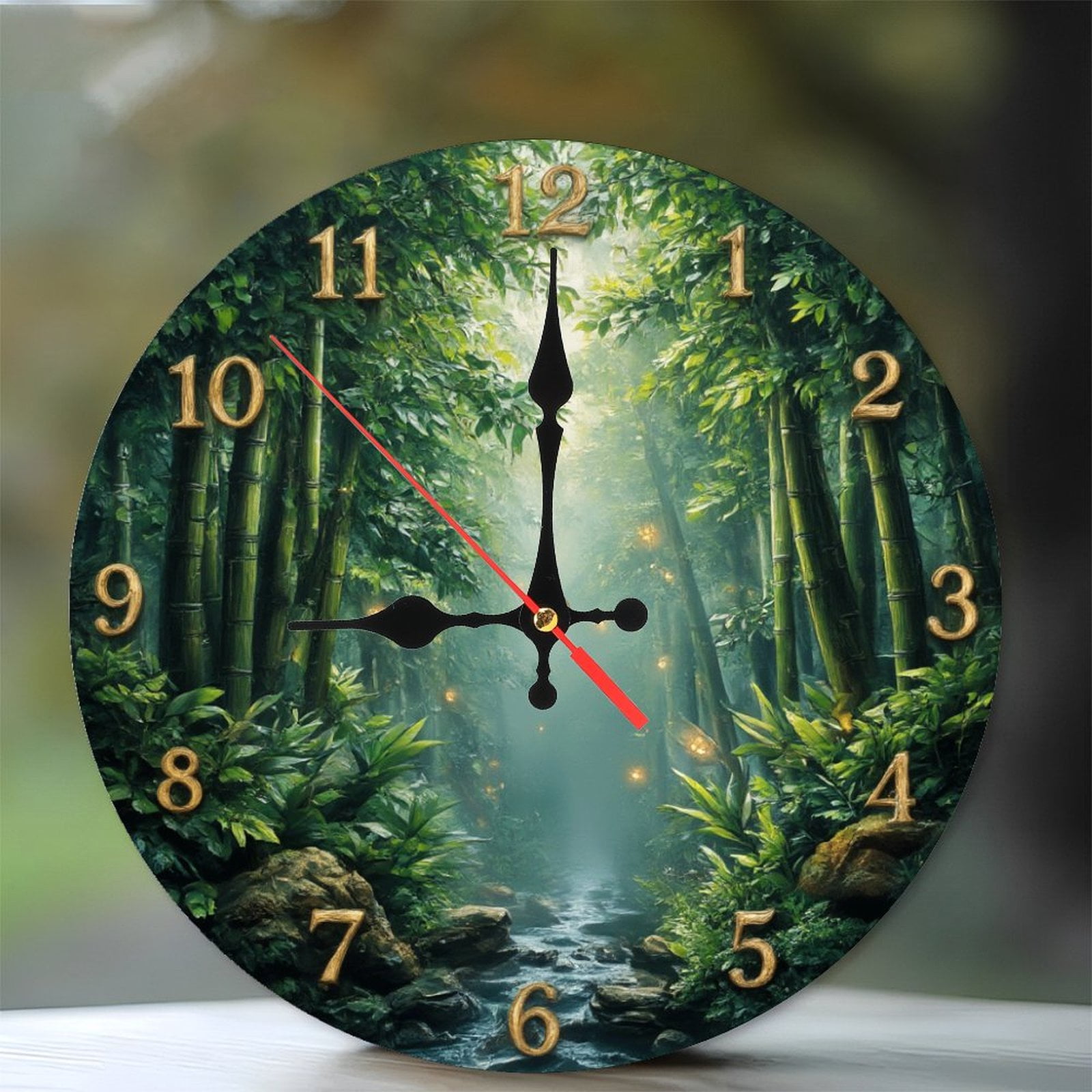 Bamboo Forest Wall Clock Mystical Nature Scene Decor 10-Inch Silent ...