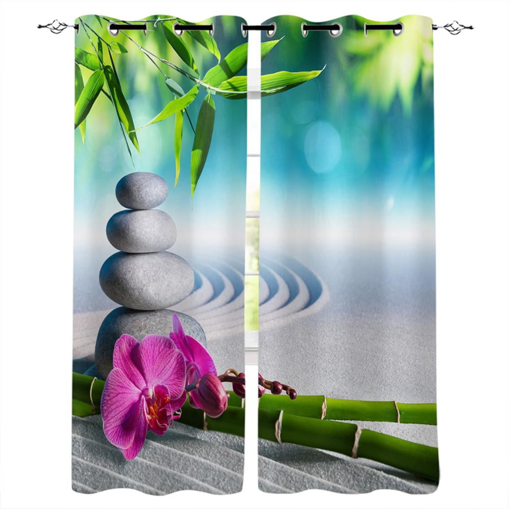 Bamboo Forest Water St Zen Window Curtains Living Room Outdoor Fabric ...
