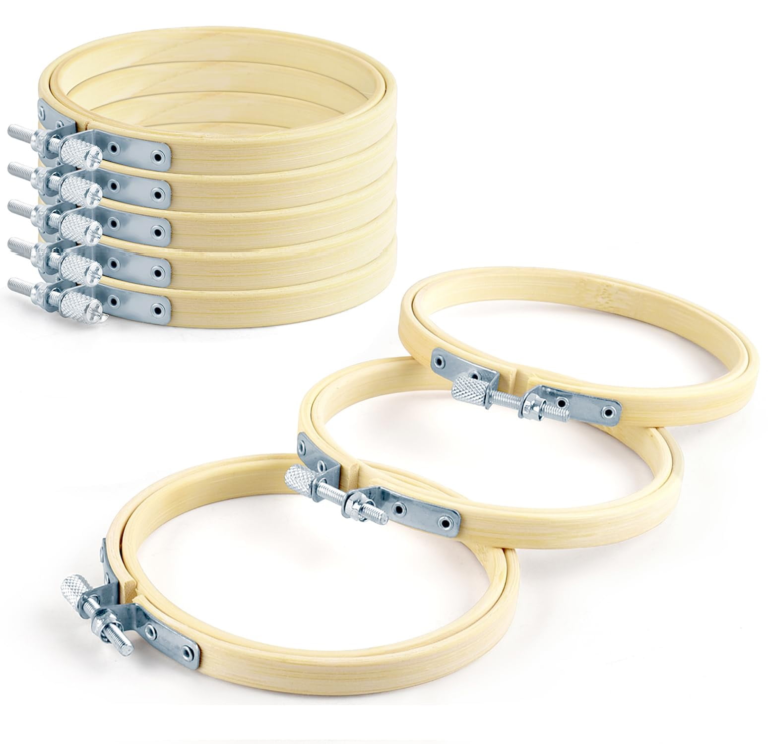 Bamboo Frame Circle Cross Stitch Hoop Ring Embroidery Hoops Set for ...