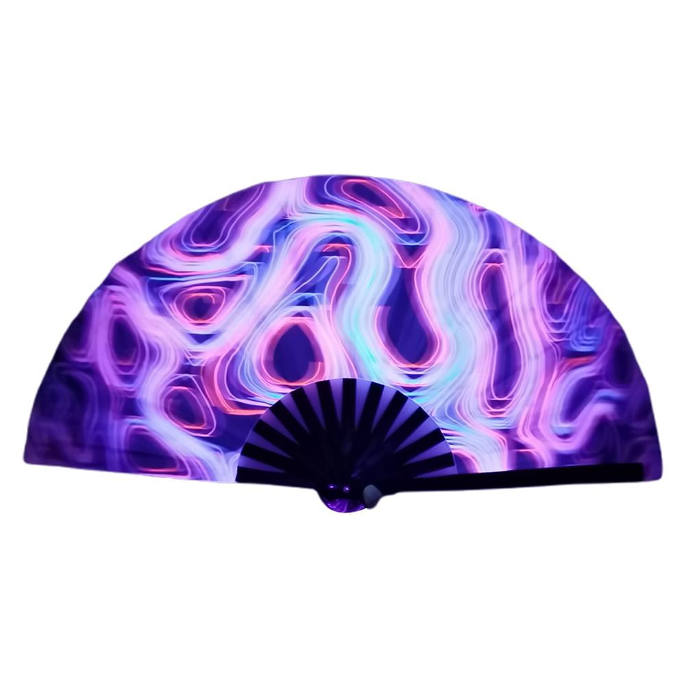 Bamboo Frame Fluorescent Fan with UV Light, Oxford/Canvas/Reflective ...