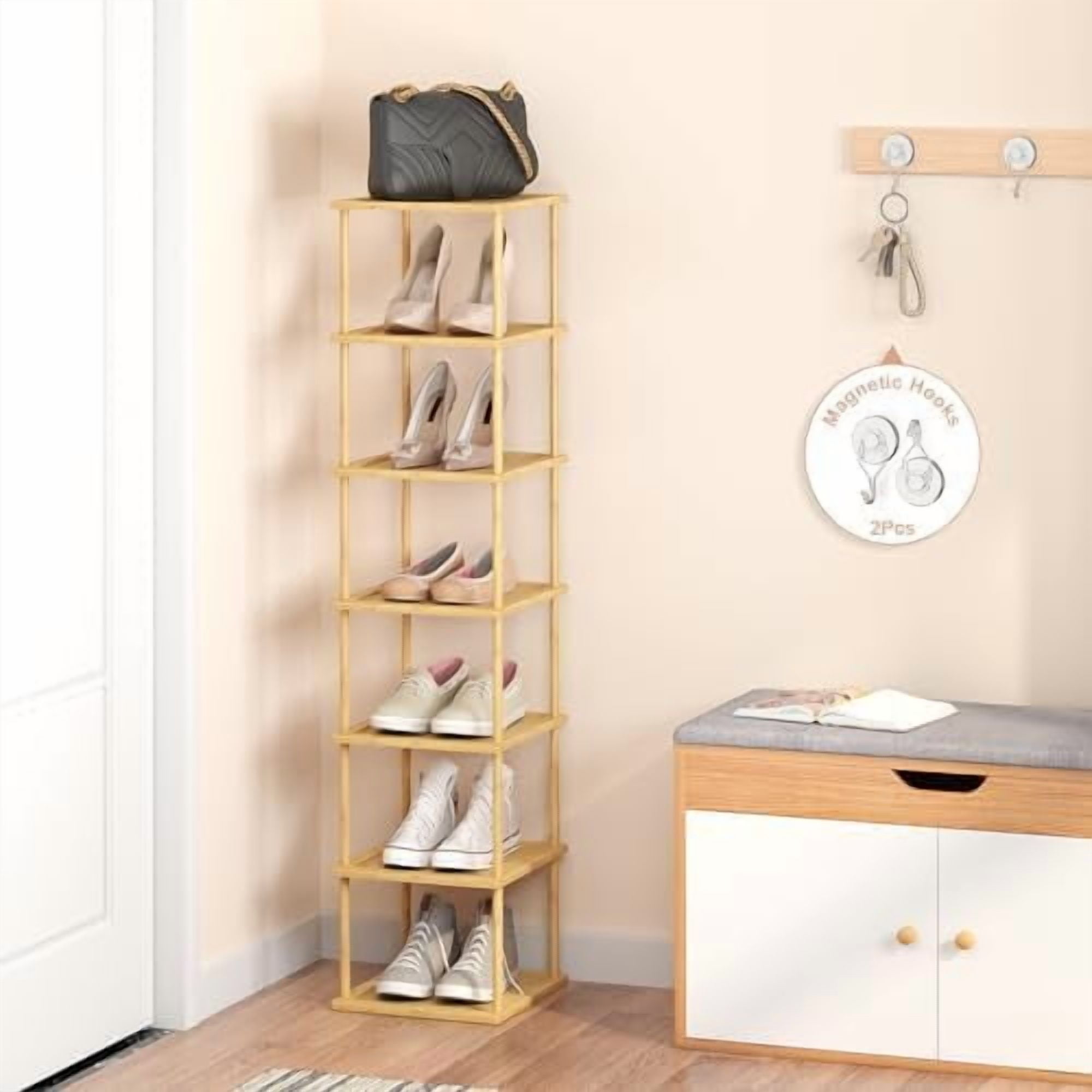 Bamboo Free Standing Shoe Rack Shelf Multi Tier Tall Wooden Stackable ...