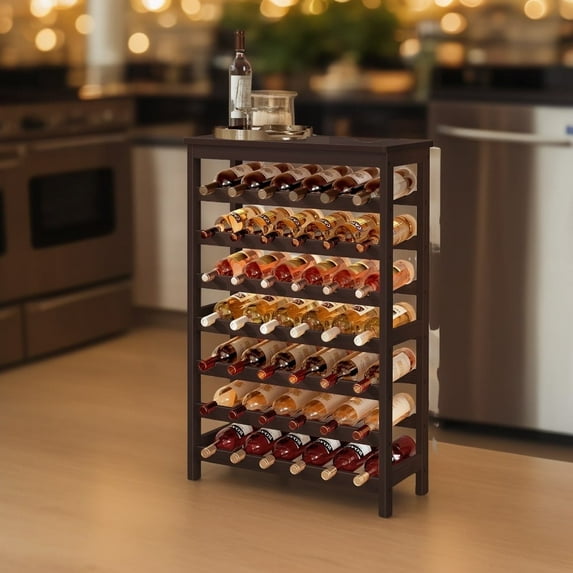 SONGMICS 42-Bottle Wine Rack Storage, Display Bar Cabinet, Free ...