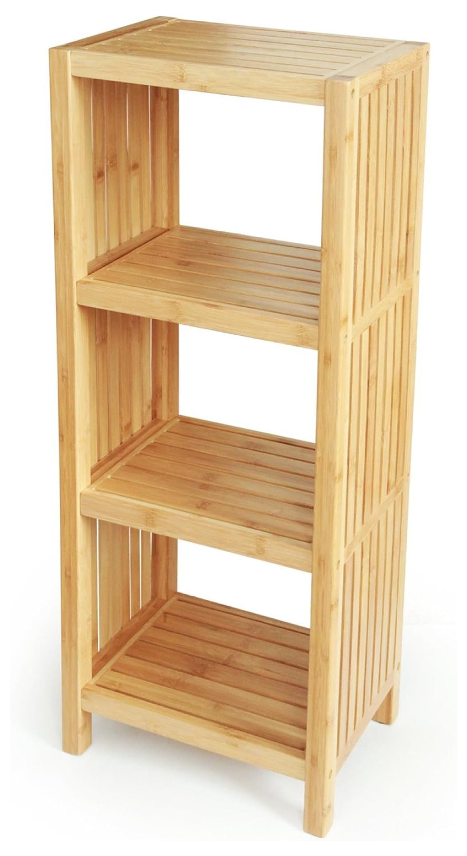 Bamboo Freestanding Organizing Shelf - Wooden Bathroom Shelf to Store ...
