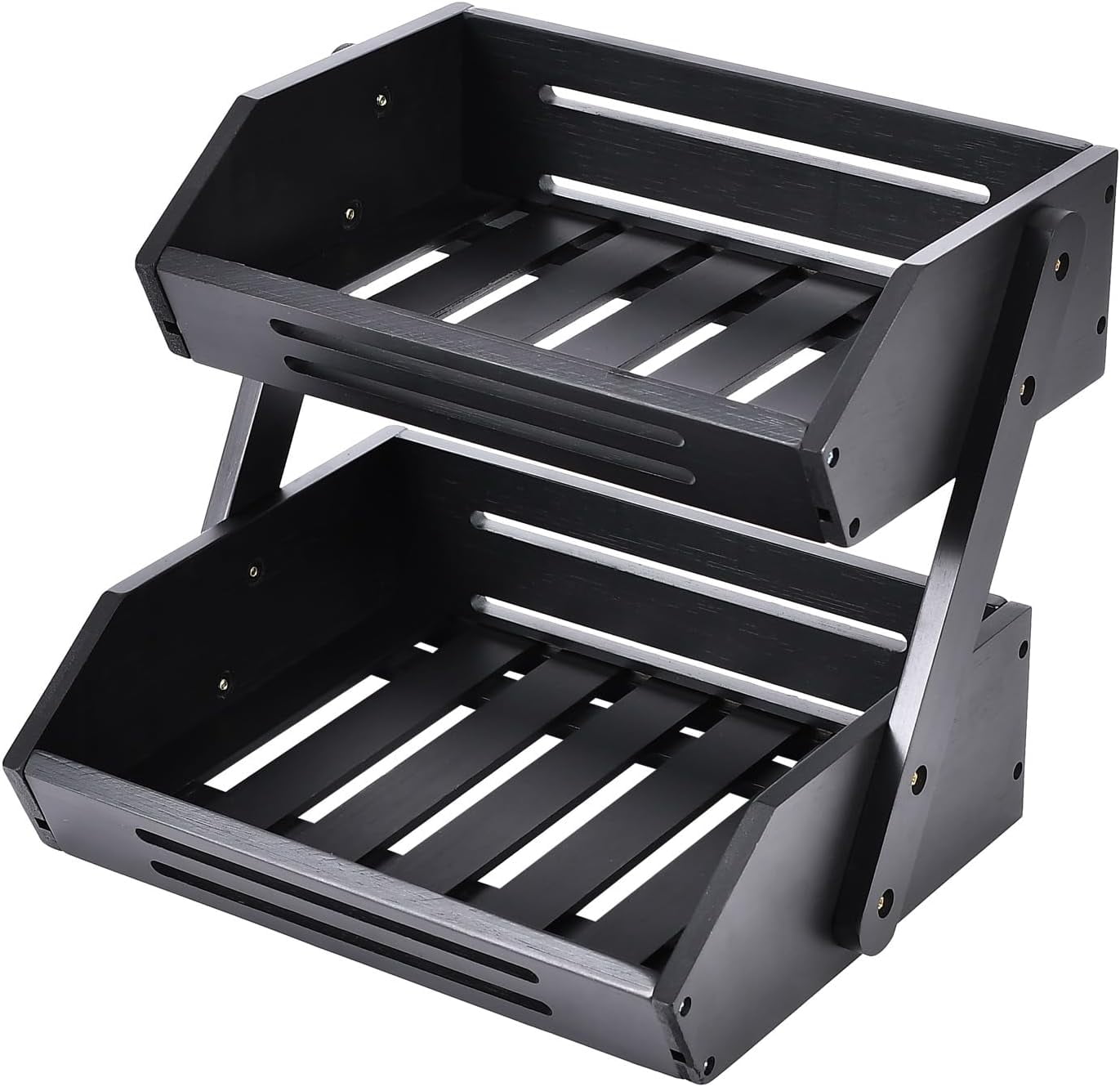 Bamboo Fruit Basket, 2 Tier Fruit Bowl for Kitchen, Fruit Stand Holder ...