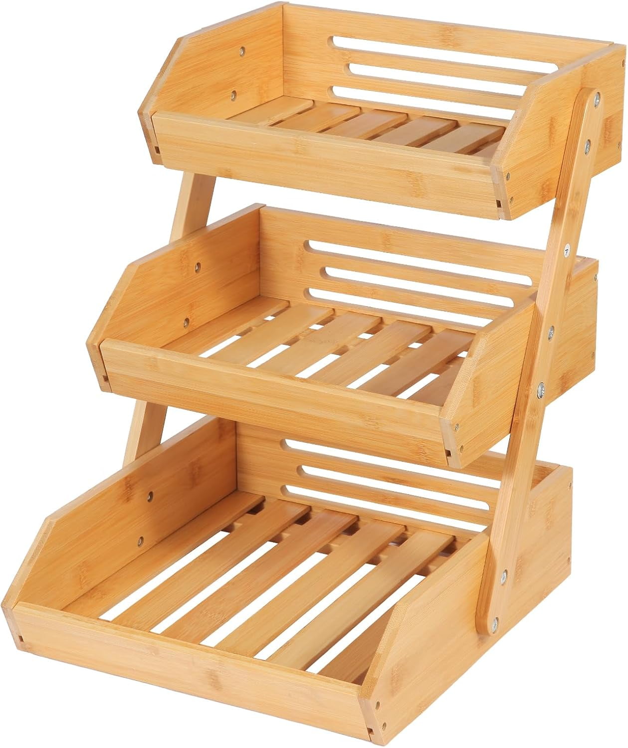 Bamboo Fruit Basket, 3-Tier Natural Vegetable Organizer Bowl for ...