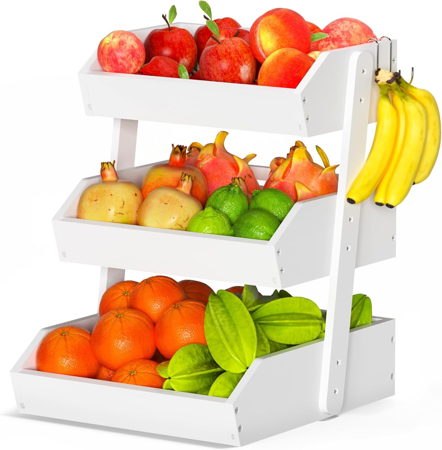 Bamboo Fruit Basket for Kitchen – 3 Tier Fruit Bowl For Kitchen Counter ...