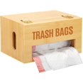 Bamboo Garbage Bag Holder, Multi-Mount Space-Saving Trash Bag Organizer ...