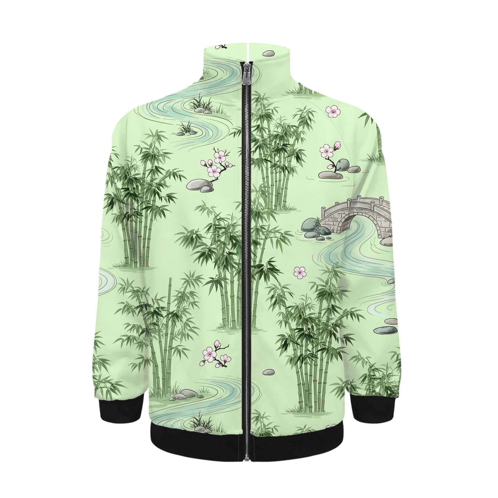 Bamboo Garden Scene Print Jacket Men's Street Cool Long Sleeves Coat ...